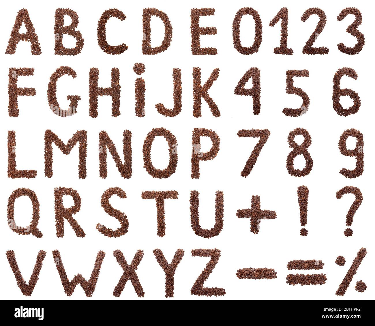 Coffee Alphabet isolated on white Stock Photo - Alamy