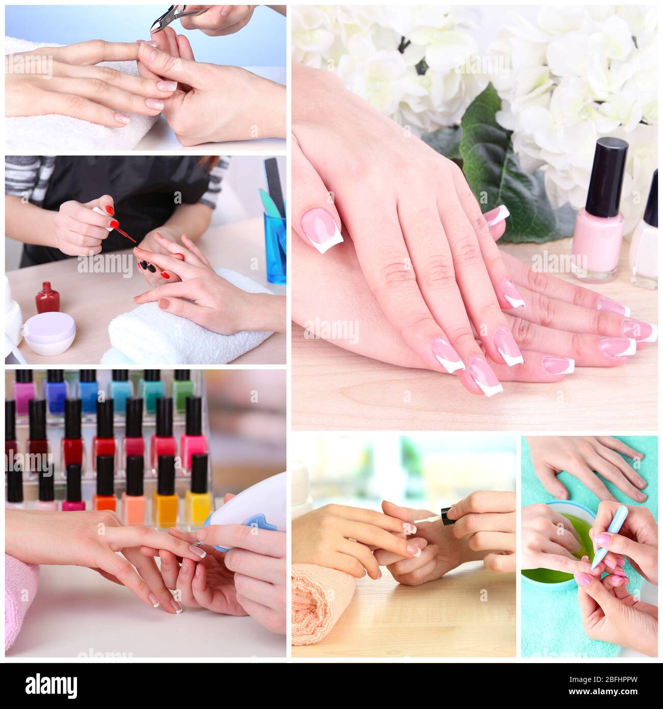 Collage of manicure process in salon Stock Photo - Alamy