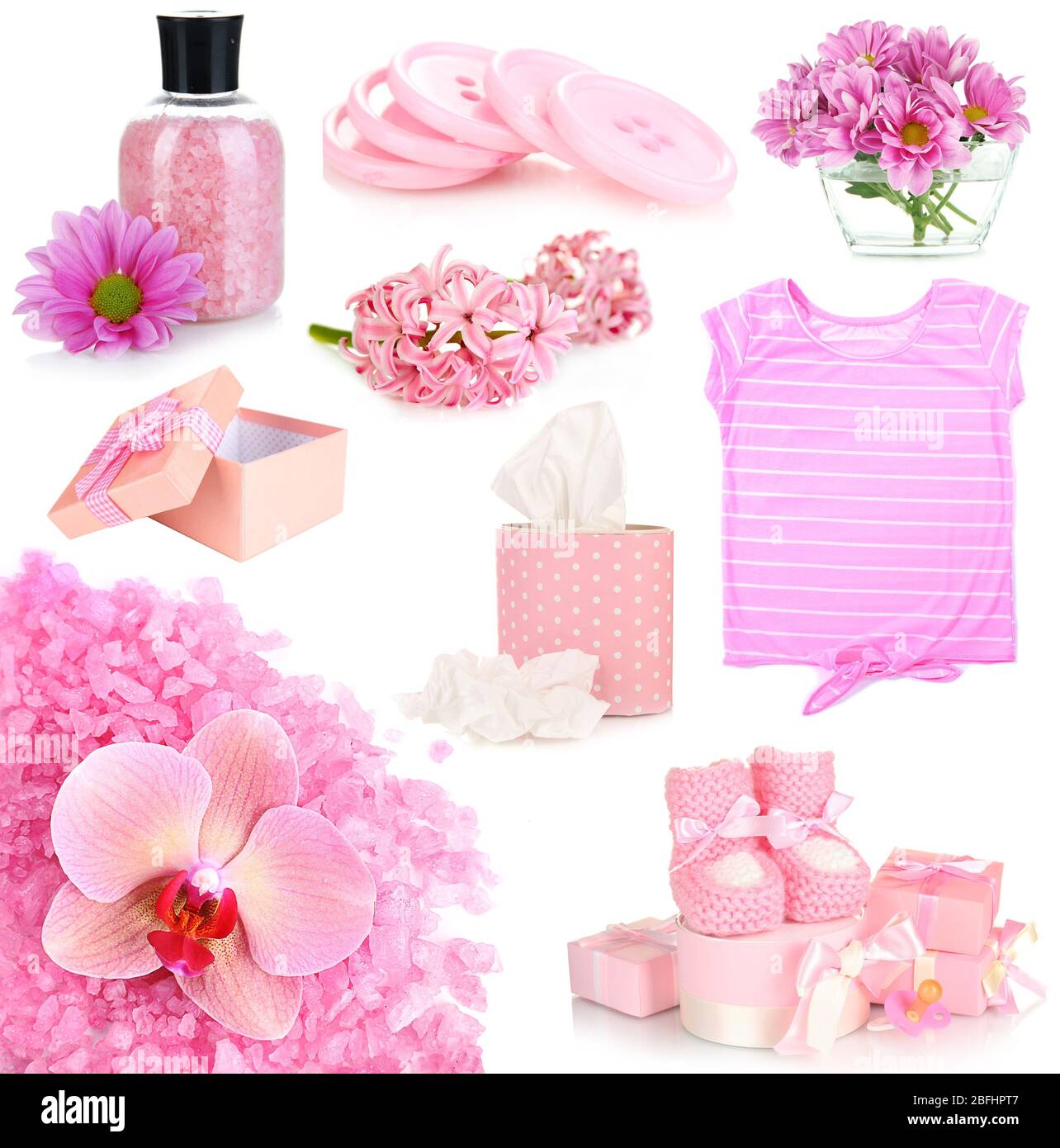 Collage of photos in light pink colors Stock Photo - Alamy