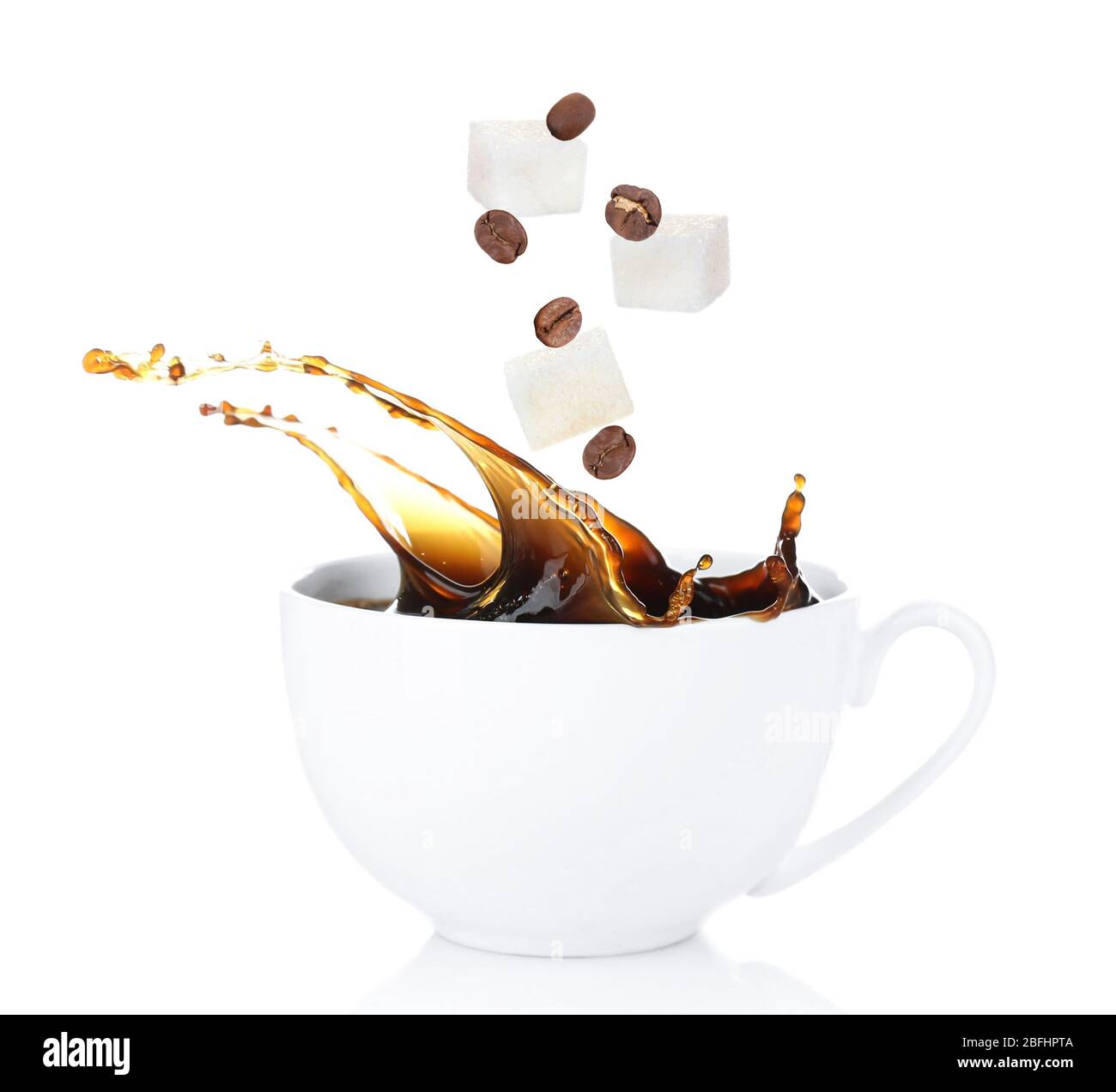 Cup of coffee with splash, isolated on white Stock Photo - Alamy