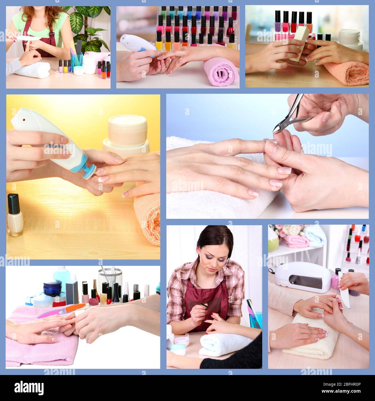 Collage of manicure process in salon Stock Photo - Alamy