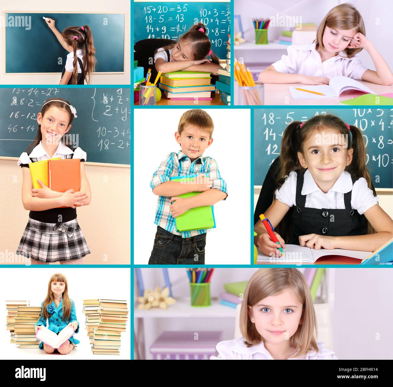 Collage of school children close-up Stock Photo - Alamy