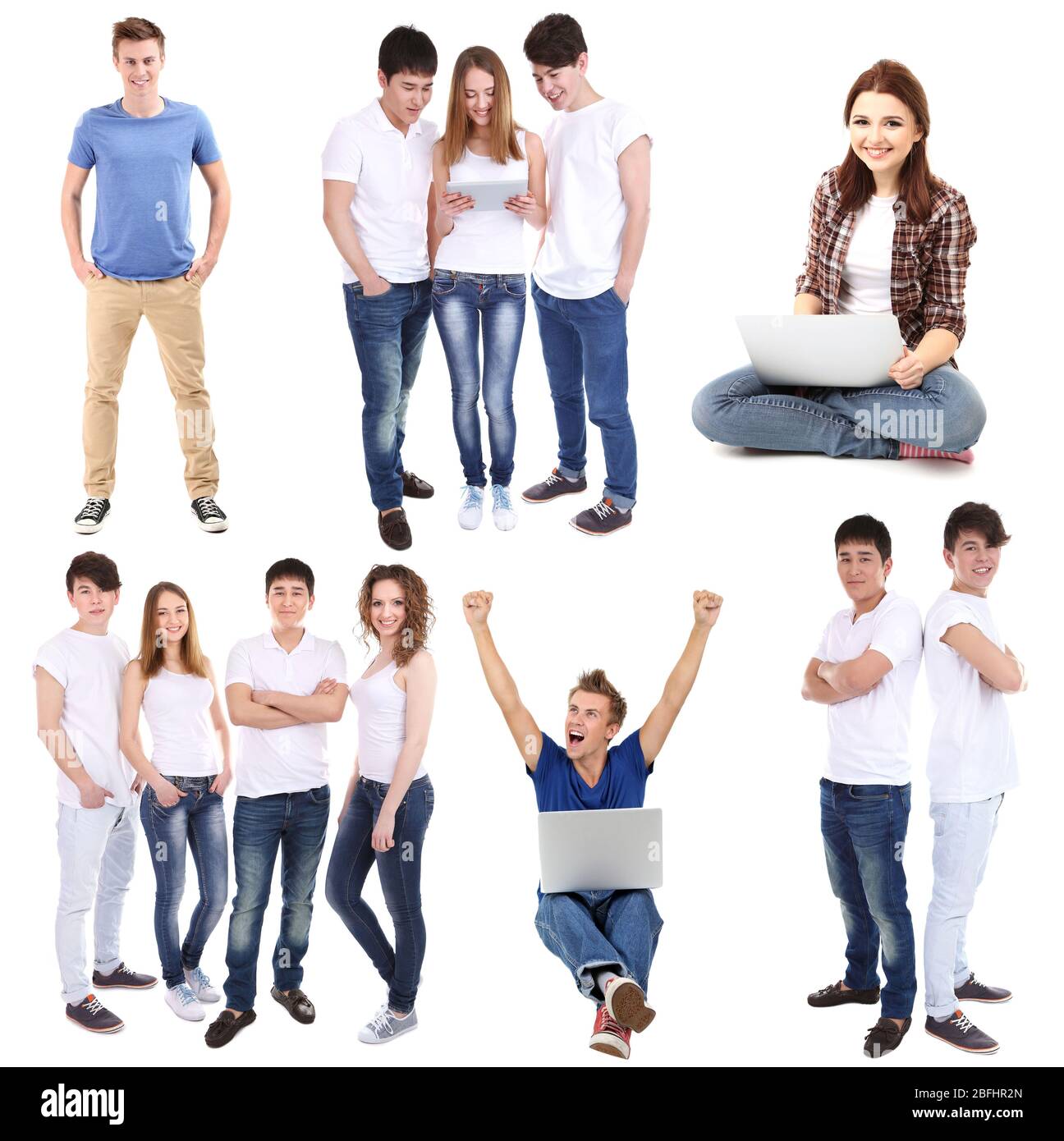 Collage of young students isolated on white Stock Photo - Alamy