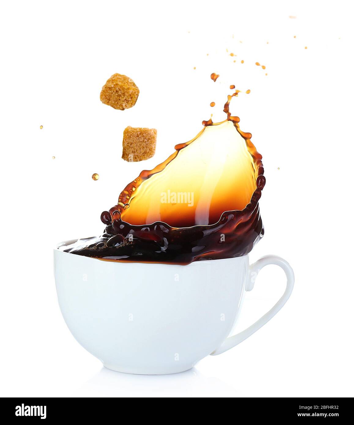Cup of coffee with splash, isolated on white Stock Photo - Alamy