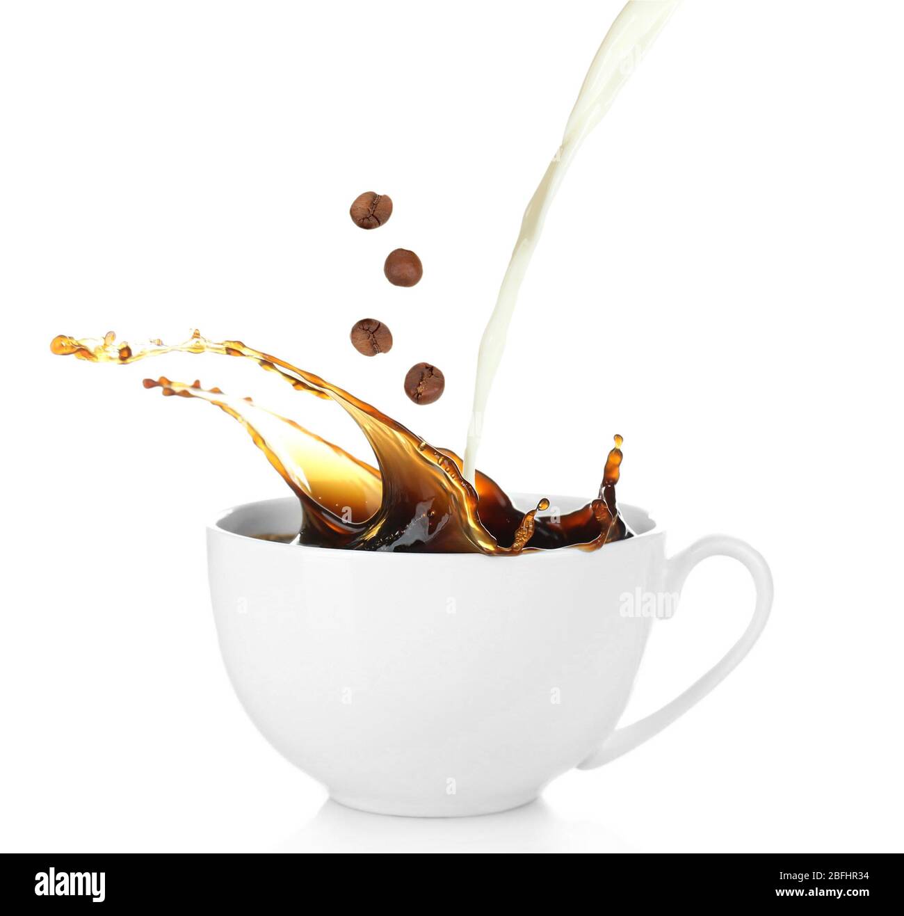 Cup of coffee with splash, isolated on white Stock Photo - Alamy