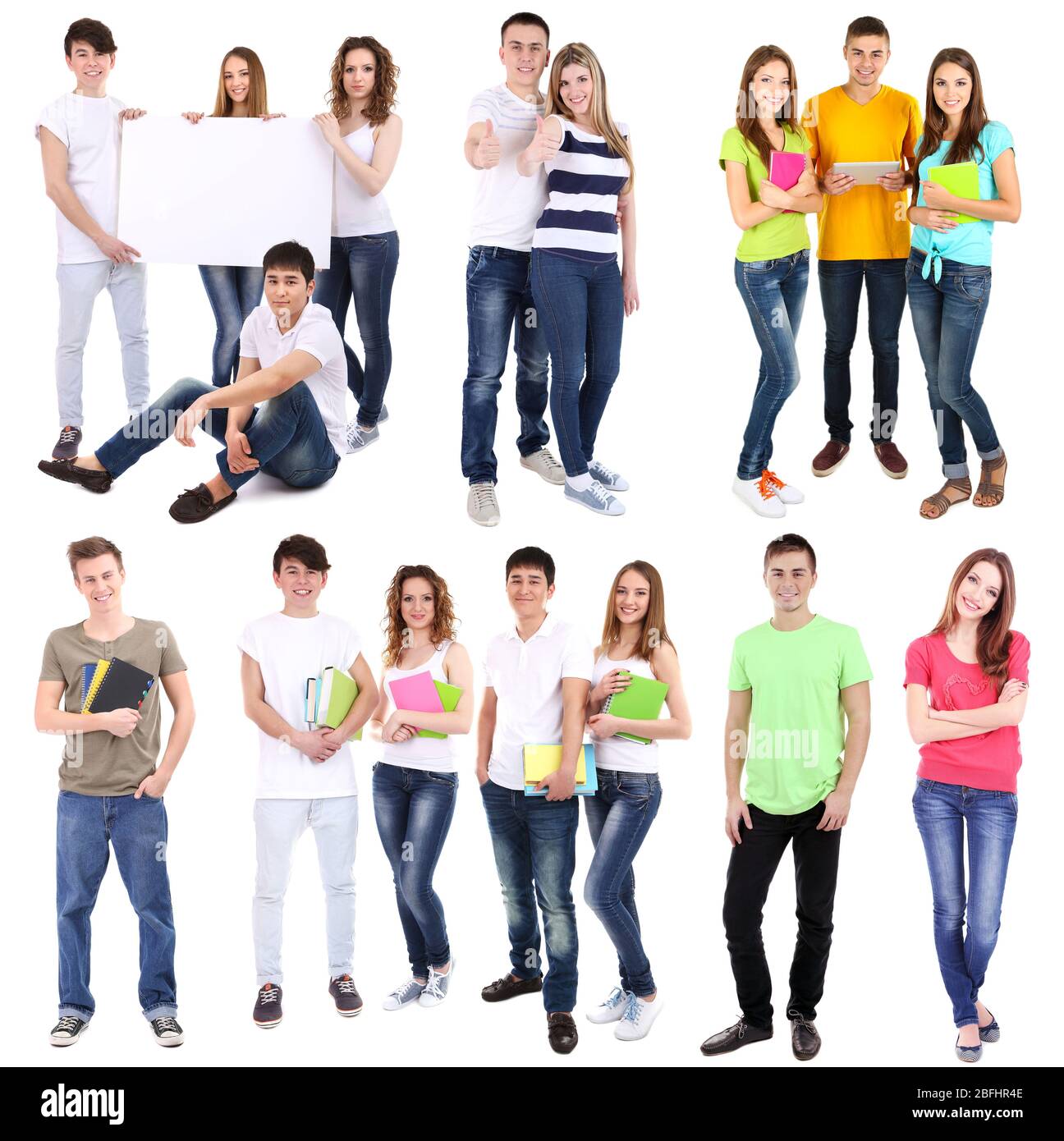 Collage of young students isolated on white Stock Photo - Alamy