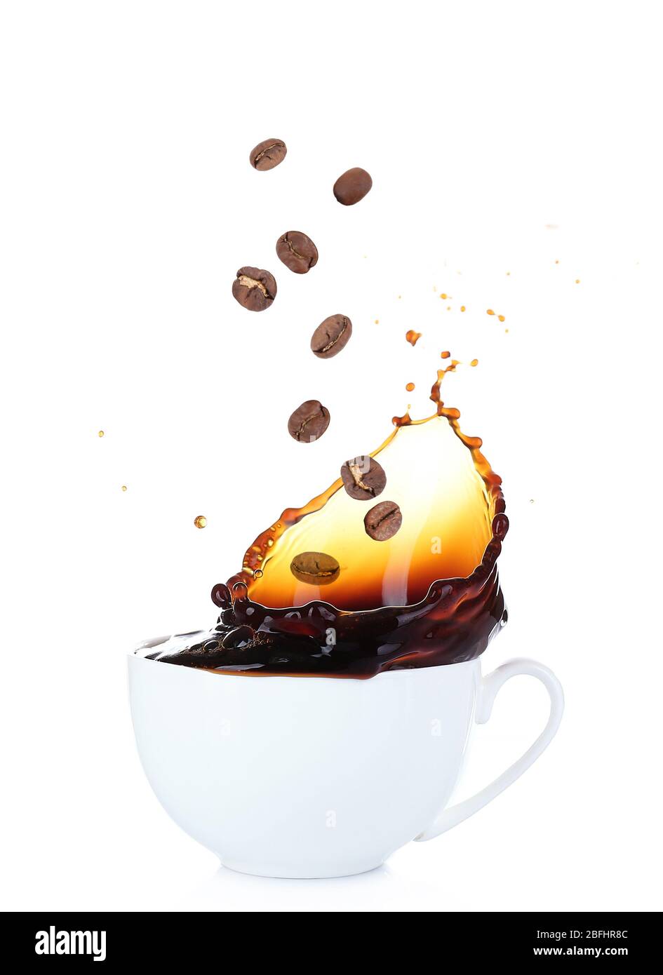 Cup of coffee with splash, isolated on white Stock Photo - Alamy