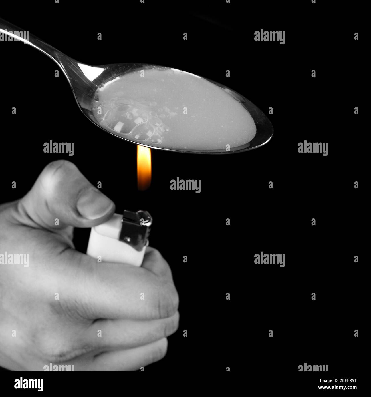 Drug abuse concept - heroin in spoon Stock Photo - Alamy