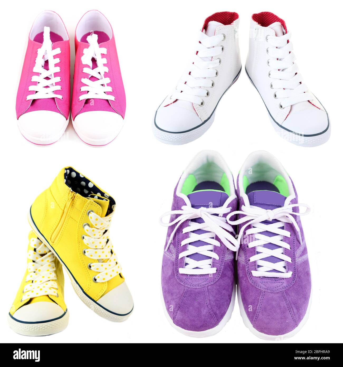Collage of sport shoes isolated on white Stock Photo - Alamy