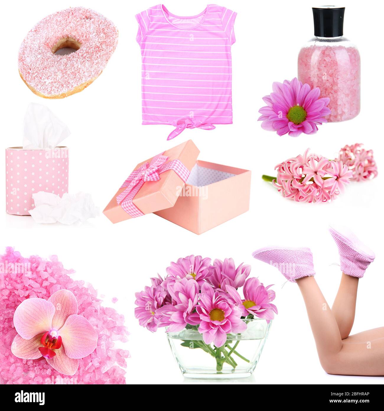 Collage of photos in light pink colors Stock Photo - Alamy
