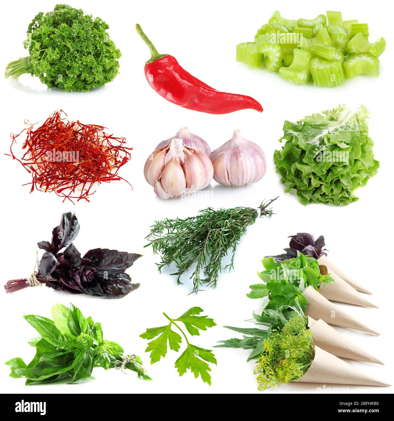 Collage of herbs and spices isolated on white Stock Photo - Alamy