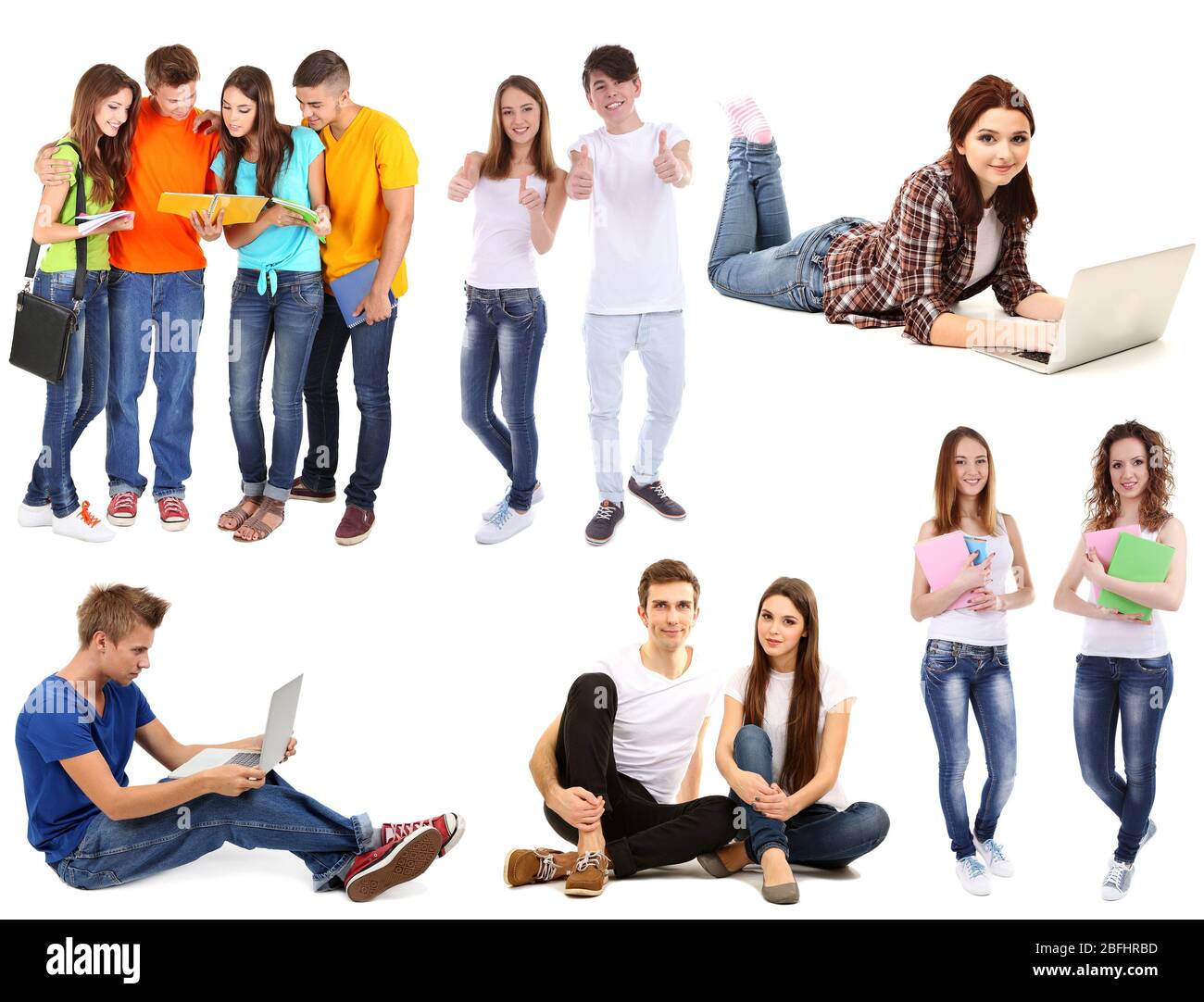 Collage of young students isolated on white Stock Photo - Alamy