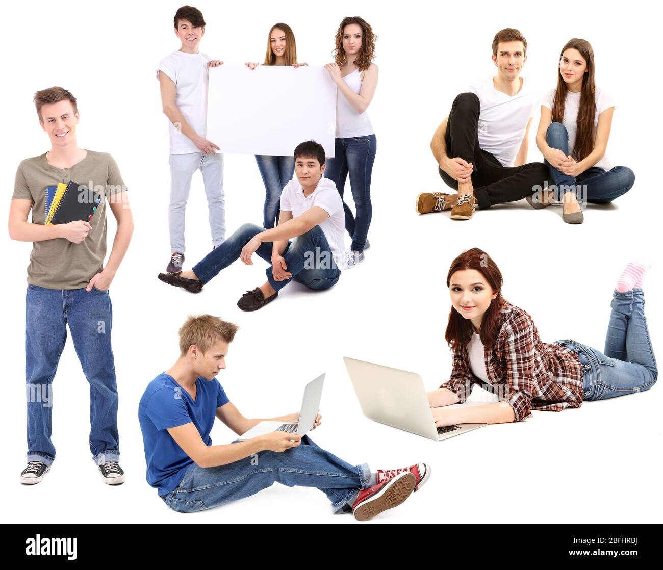 Collage of young students isolated on white Stock Photo - Alamy