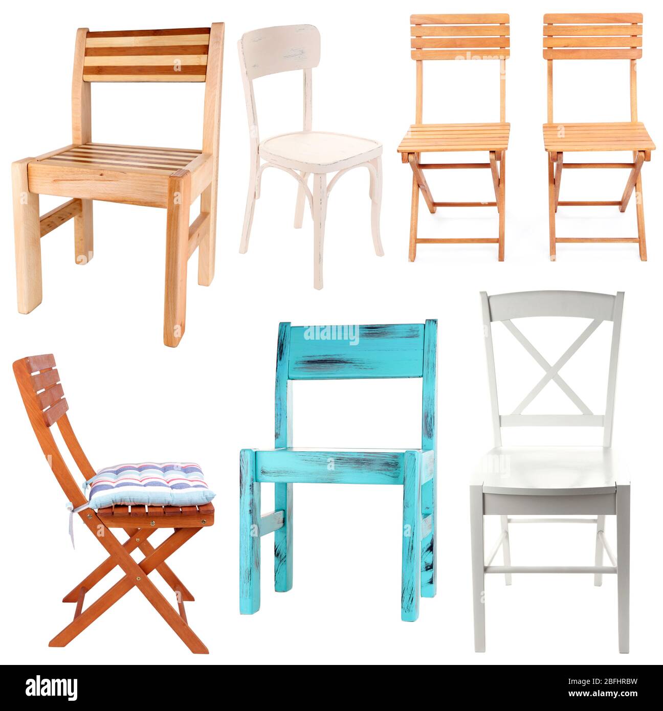 Collage of different chairs isolated on white Stock Photo - Alamy
