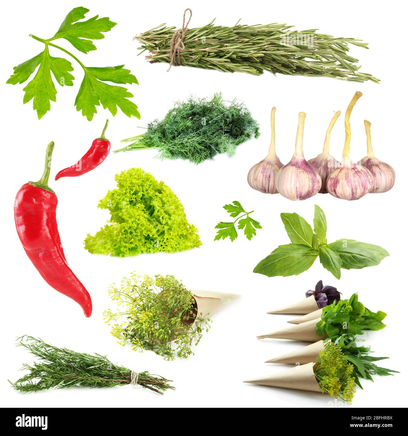 Collage of herbs and spices isolated on white Stock Photo - Alamy