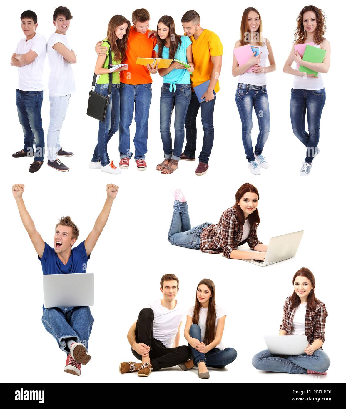 Collage of young students isolated on white Stock Photo - Alamy