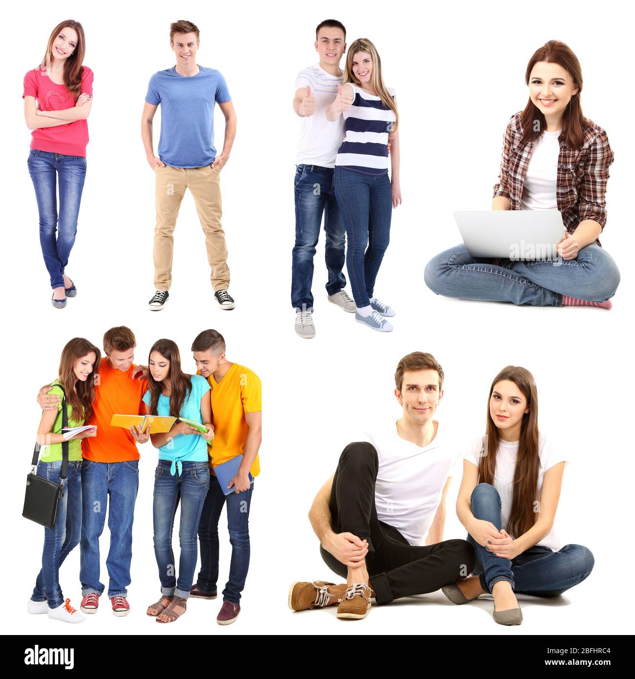 Collage of young students isolated on white Stock Photo - Alamy