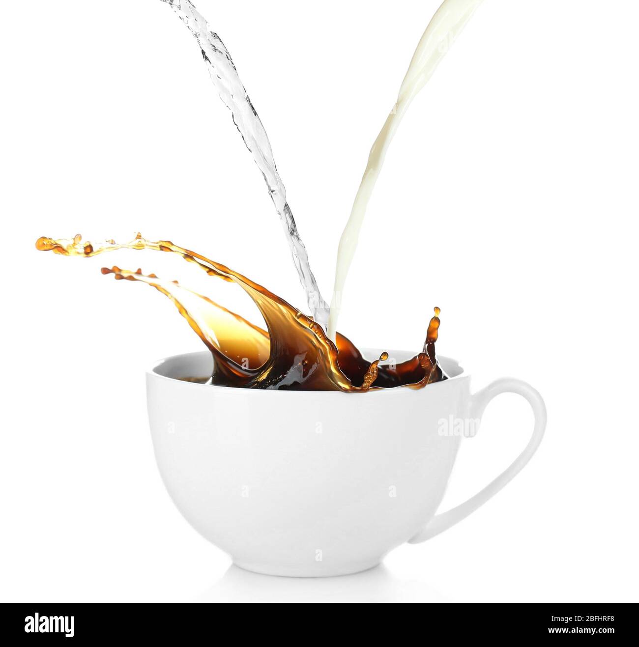 Cup of coffee with splash, isolated on white Stock Photo - Alamy