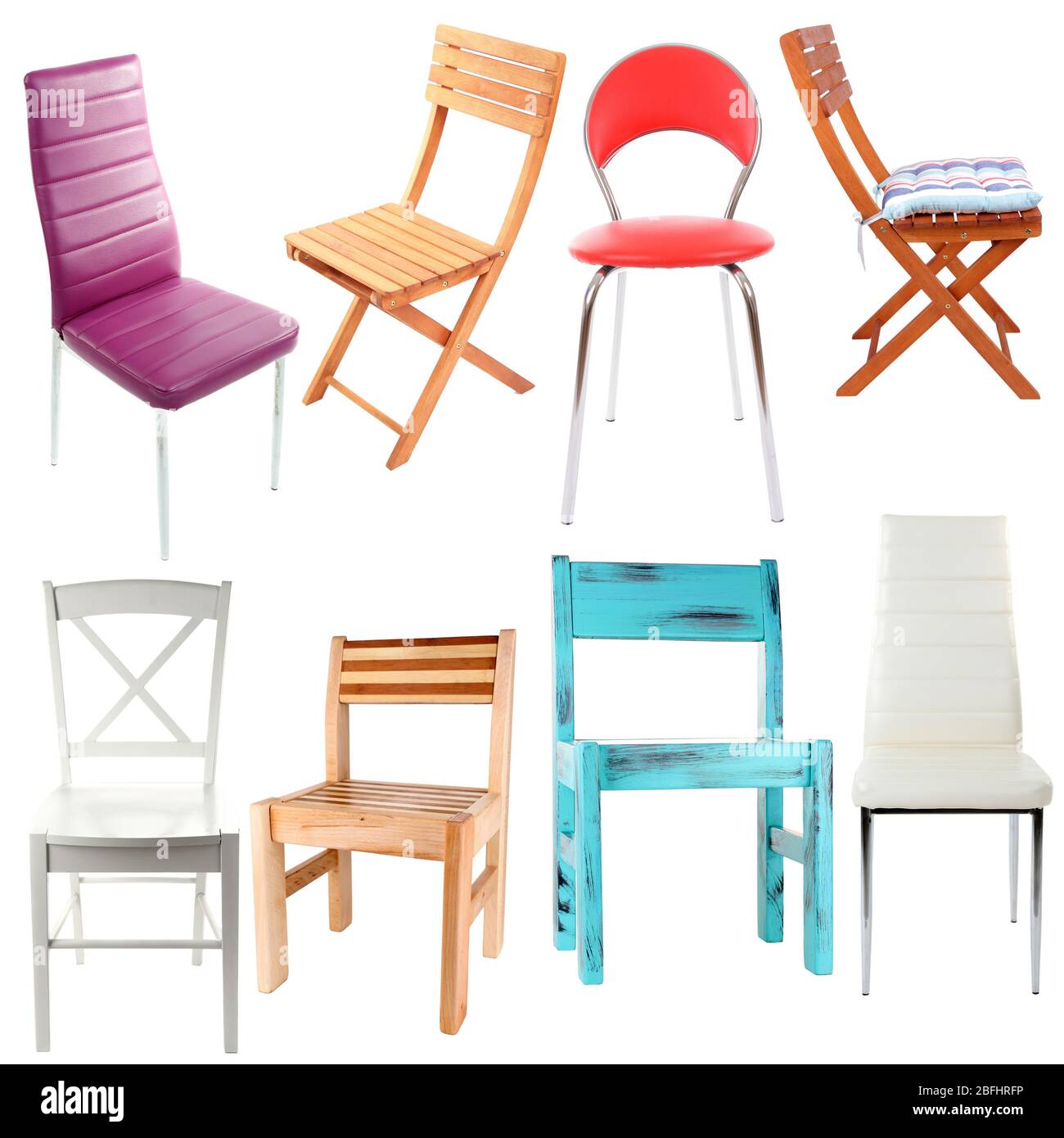 Collage of different chairs isolated on white Stock Photo - Alamy