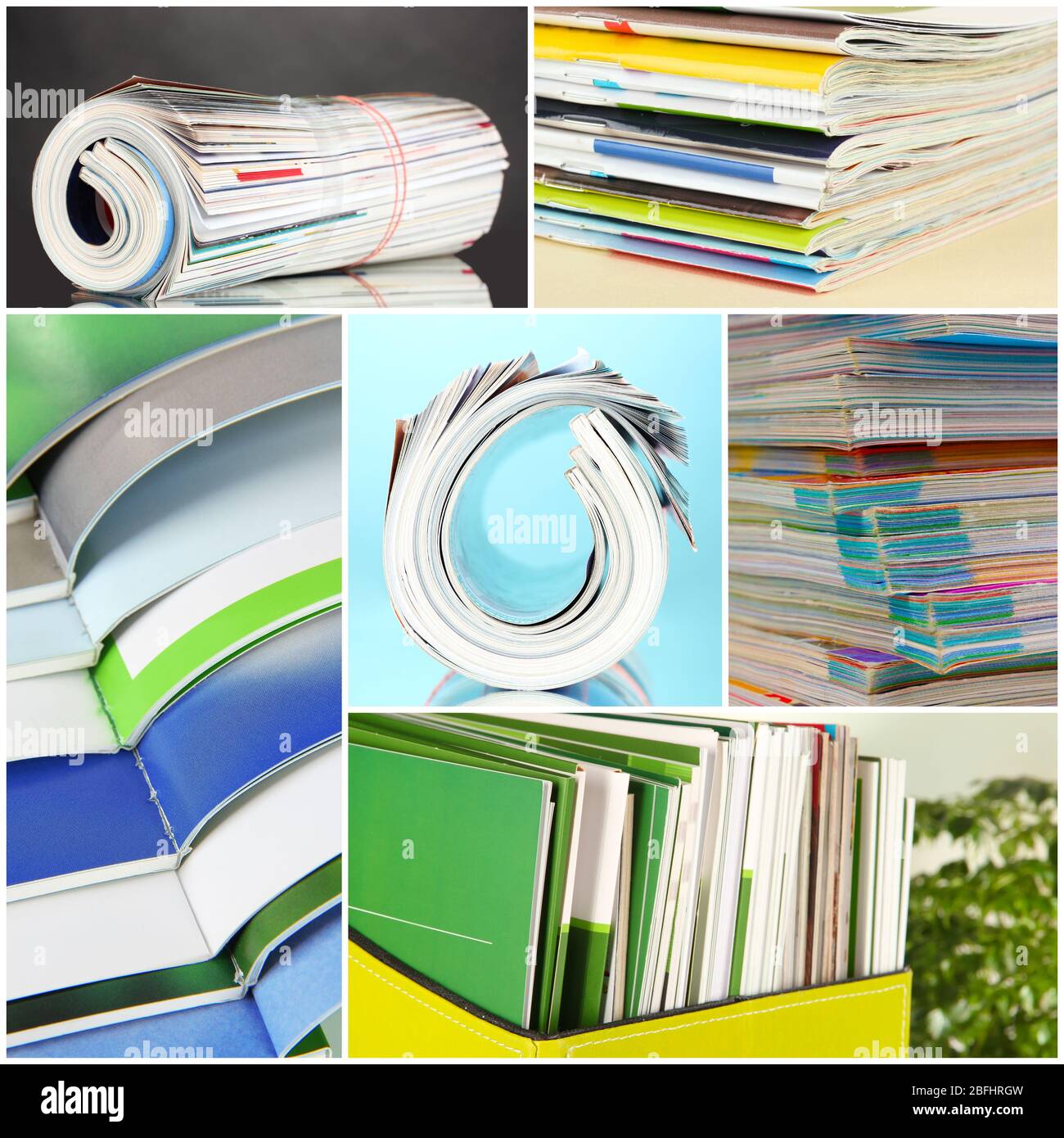 Collage of colorful magazines close-up Stock Photo - Alamy