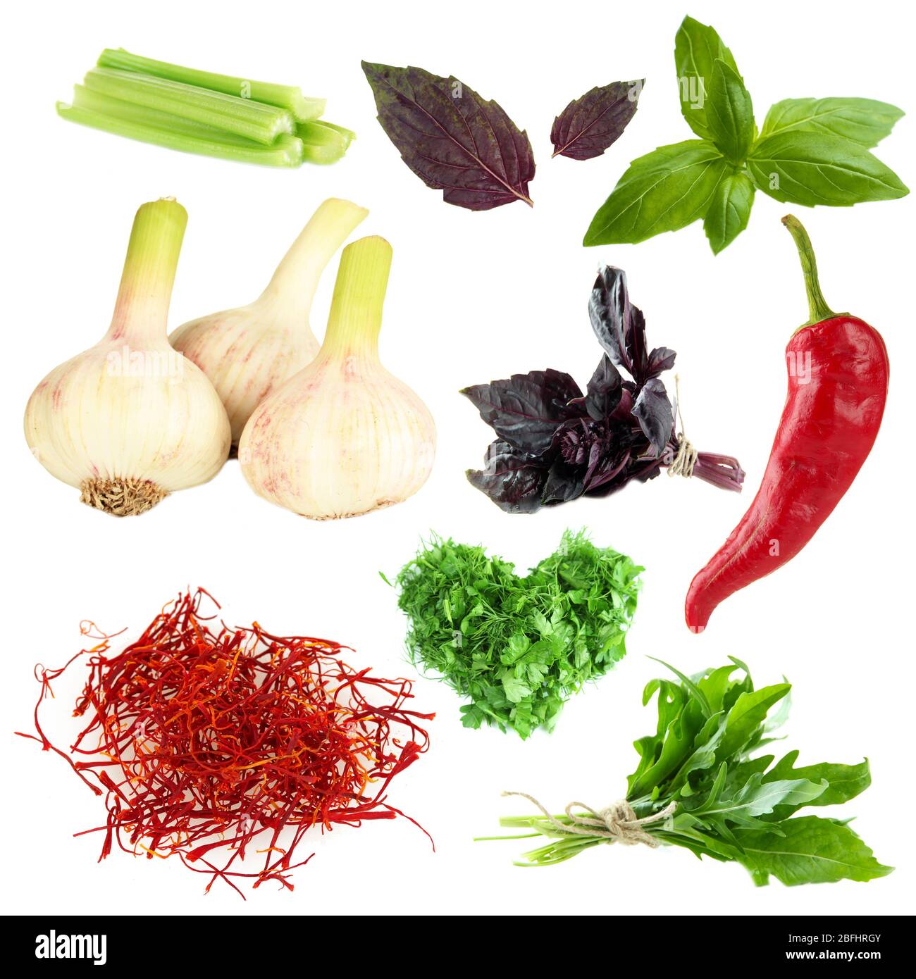 Collage of herbs and spices isolated on white Stock Photo - Alamy