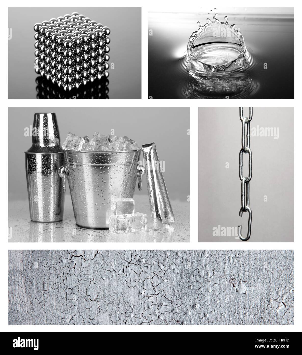 Collage of different objects in shades of gray Stock Photo - Alamy