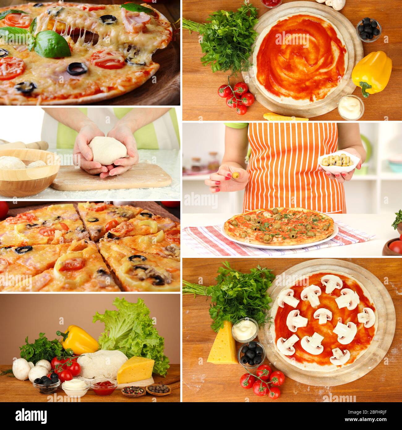 Collage of preparing pizza Stock Photo - Alamy