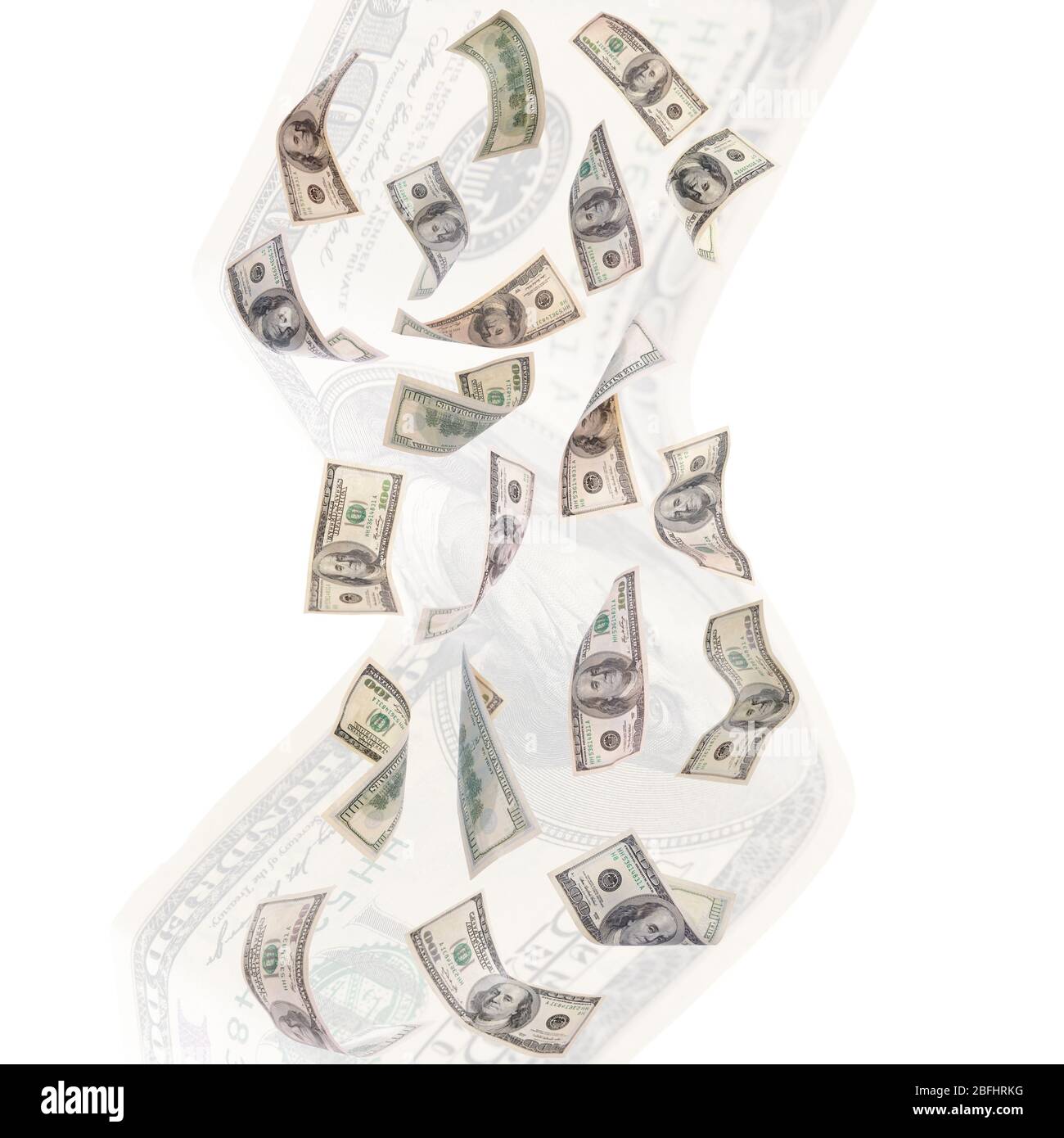 Flying dollars banknotes isolated on white Stock Photo - Alamy