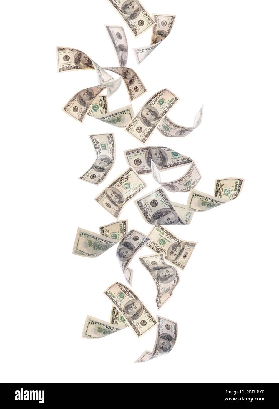 Flying dollars banknotes isolated on white Stock Photo - Alamy