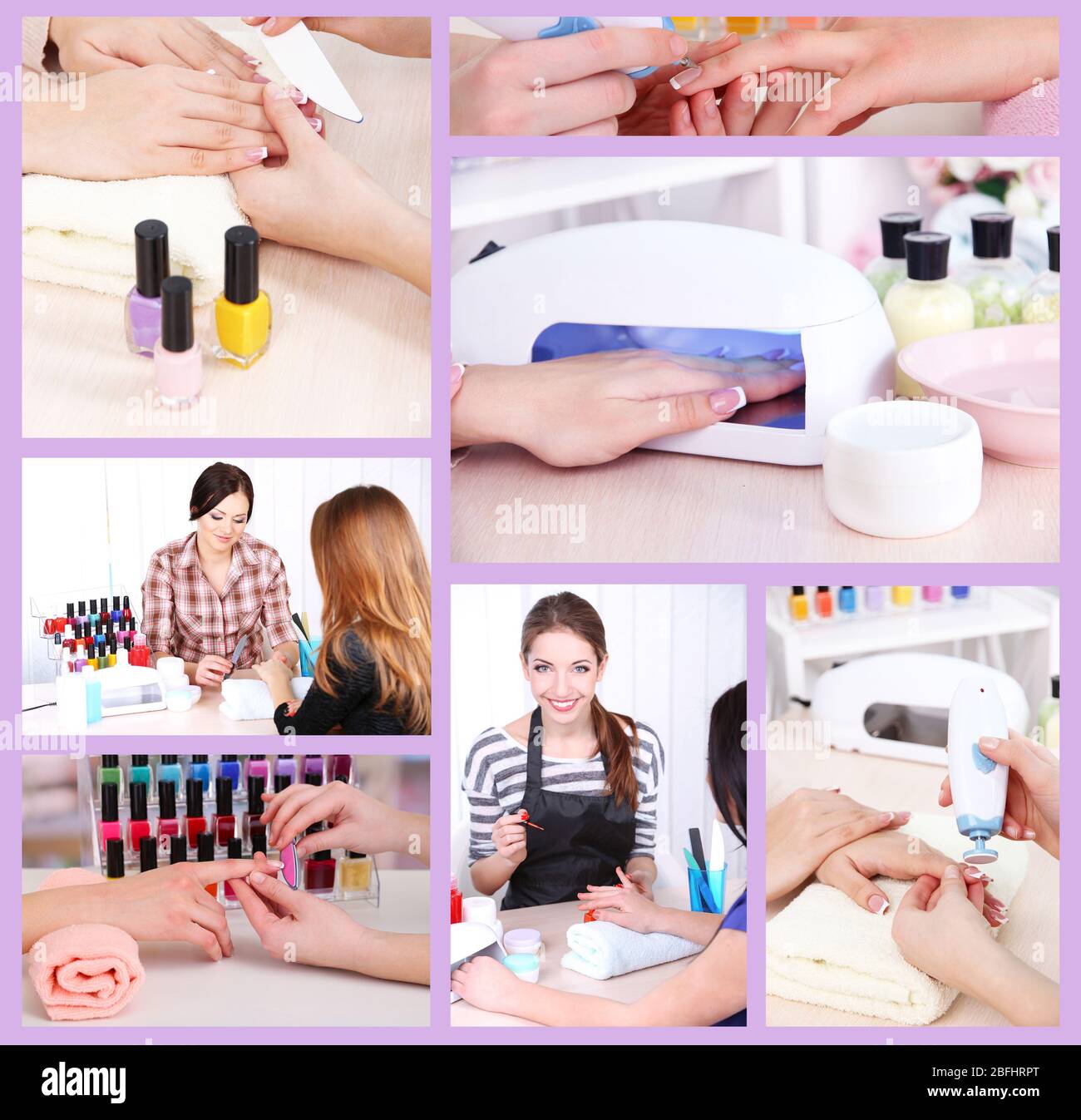 Collage of manicure process in salon Stock Photo - Alamy