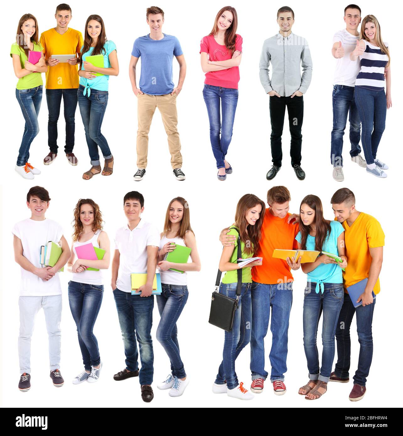 Collage of young students isolated on white Stock Photo - Alamy