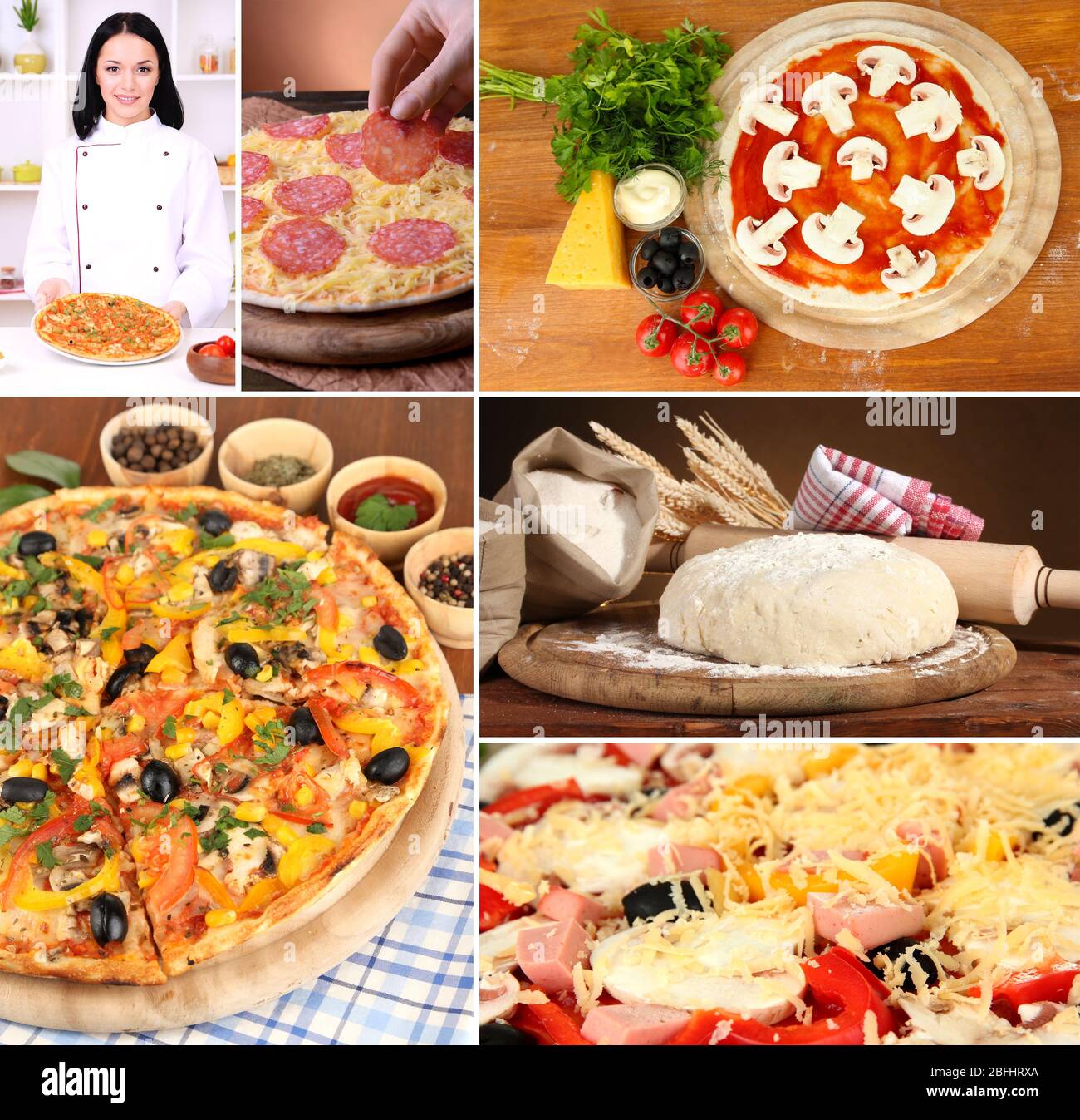 Collage of preparing pizza Stock Photo - Alamy