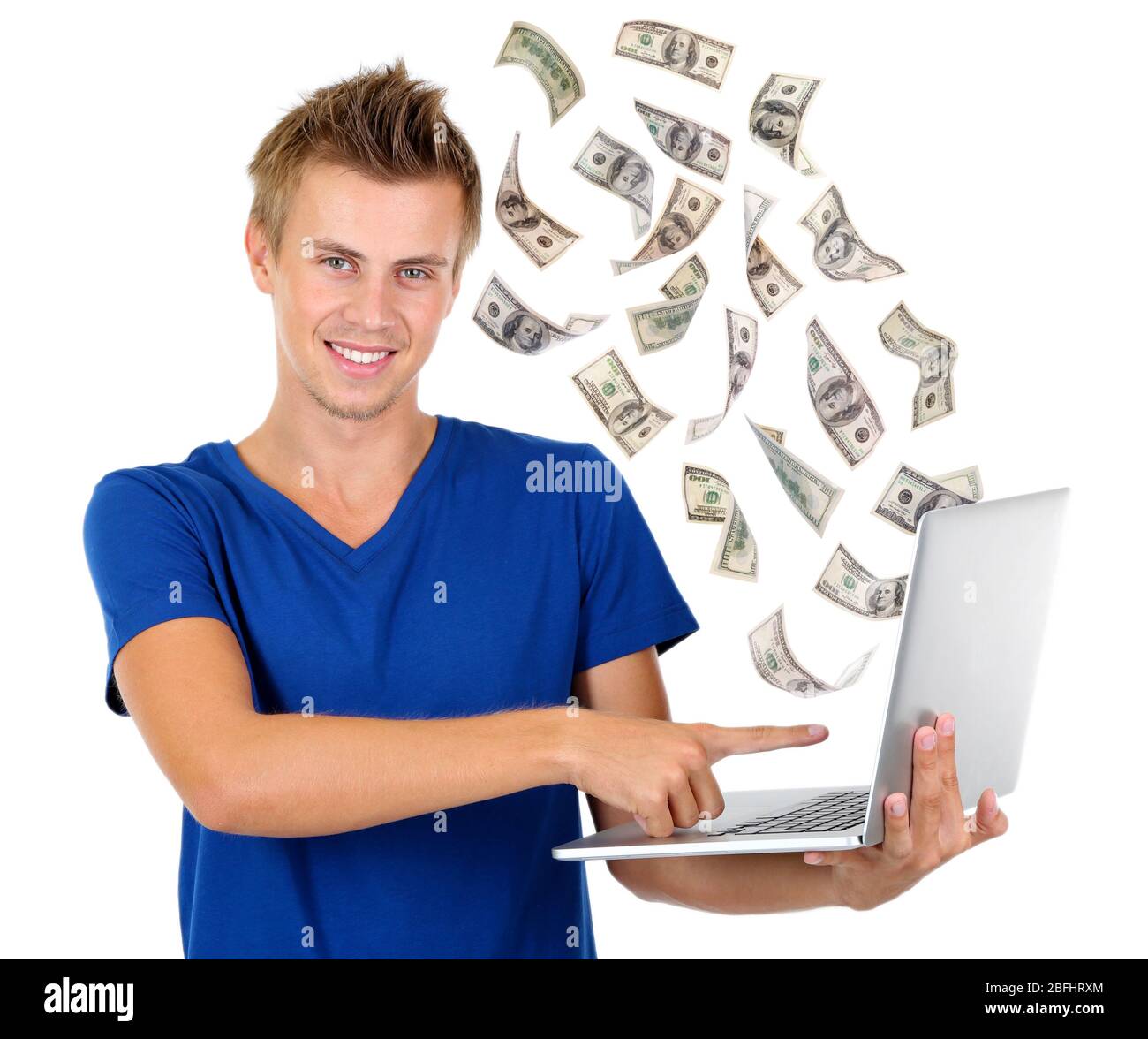 Money coming from computer hi-res stock photography and images - Alamy