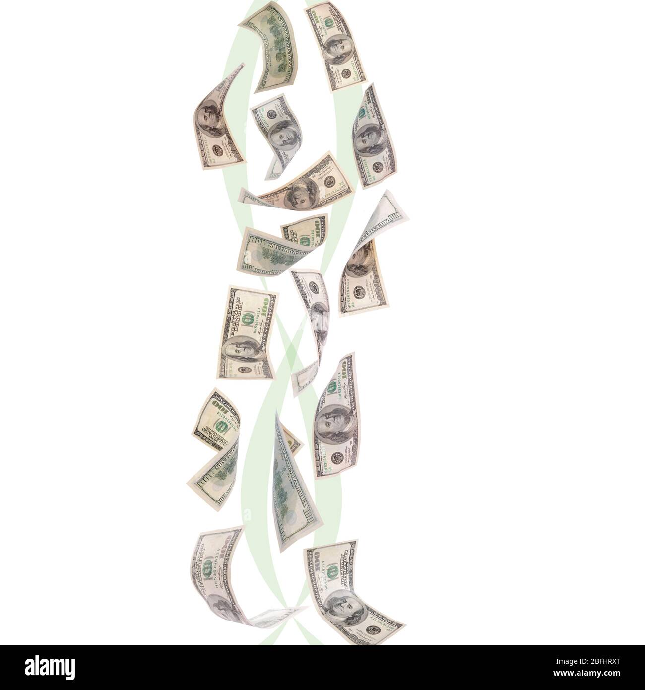 Flying dollars banknotes isolated on white Stock Photo - Alamy