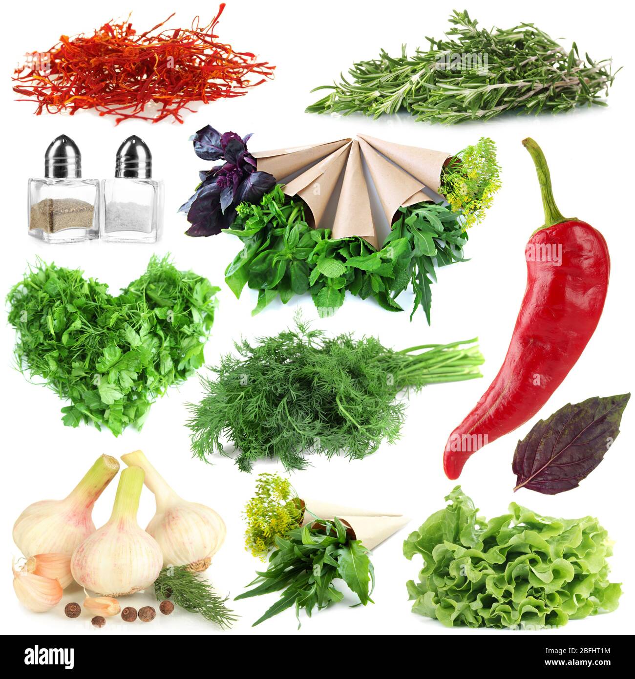 Collage of herbs and spices isolated on white Stock Photo - Alamy