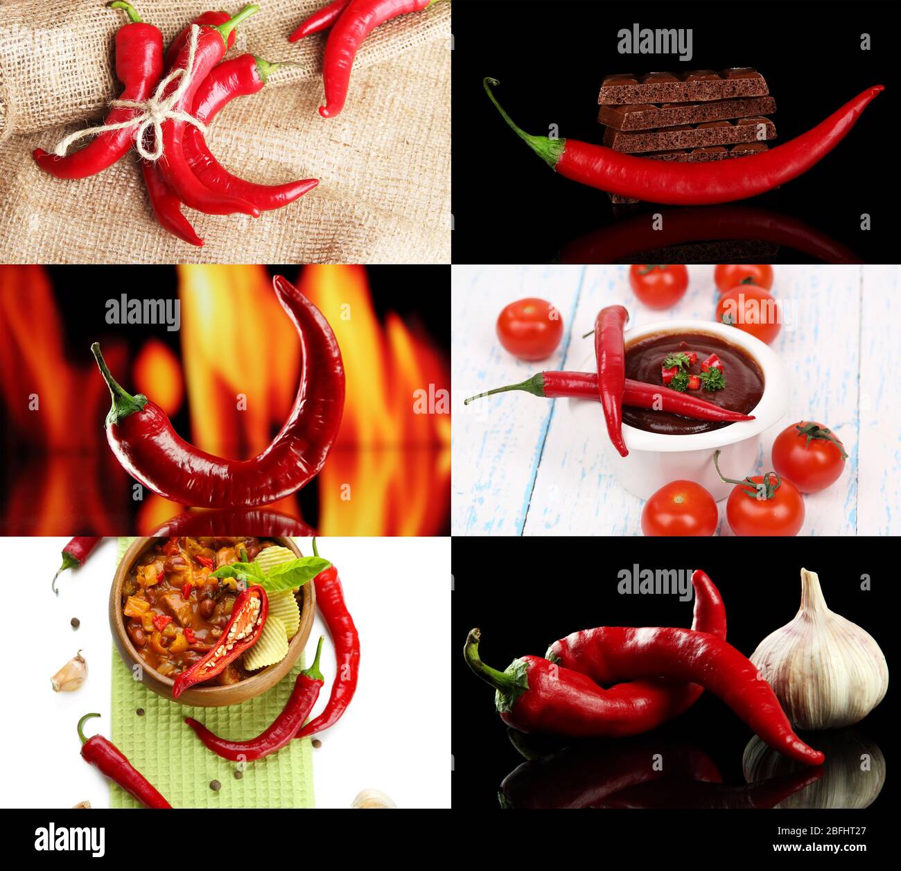 Red hot chili pepper collage Stock Photo - Alamy