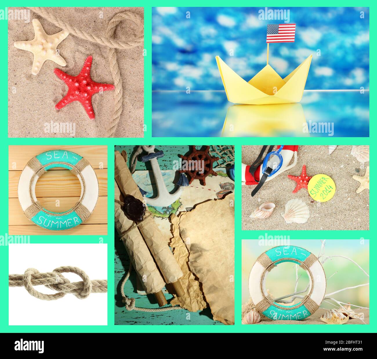 Sea theme collage Stock Photo - Alamy