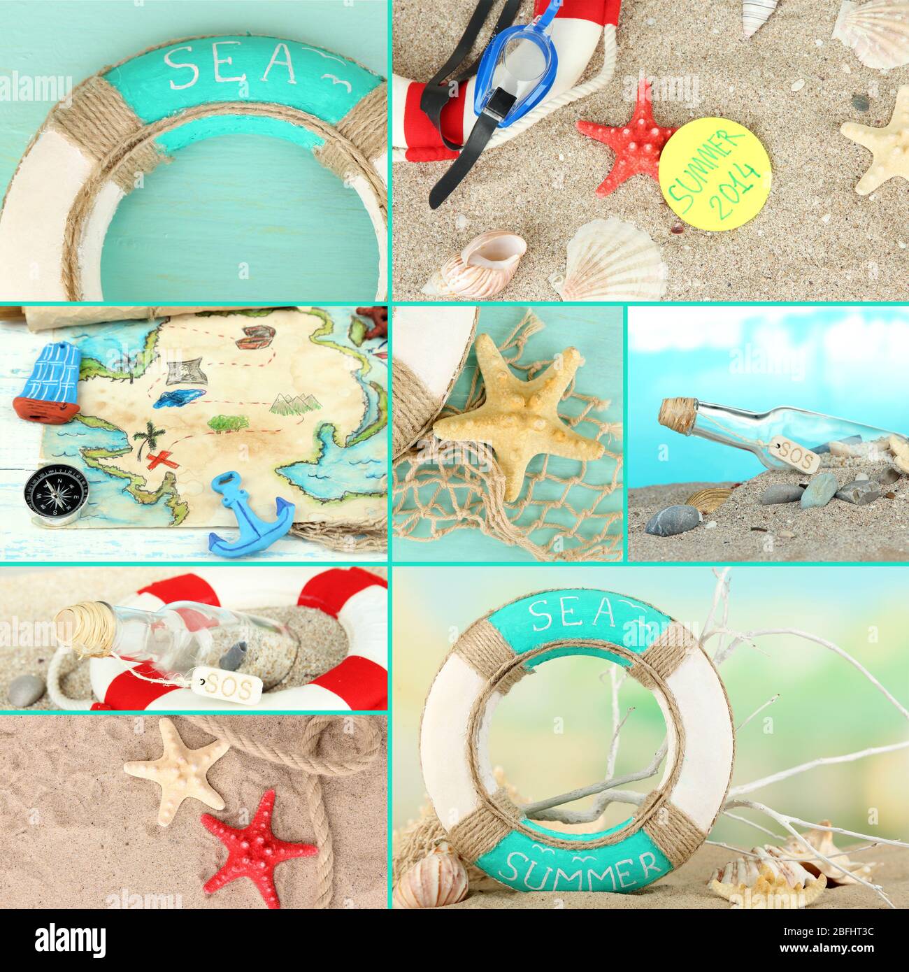 Sea theme collage Stock Photo - Alamy
