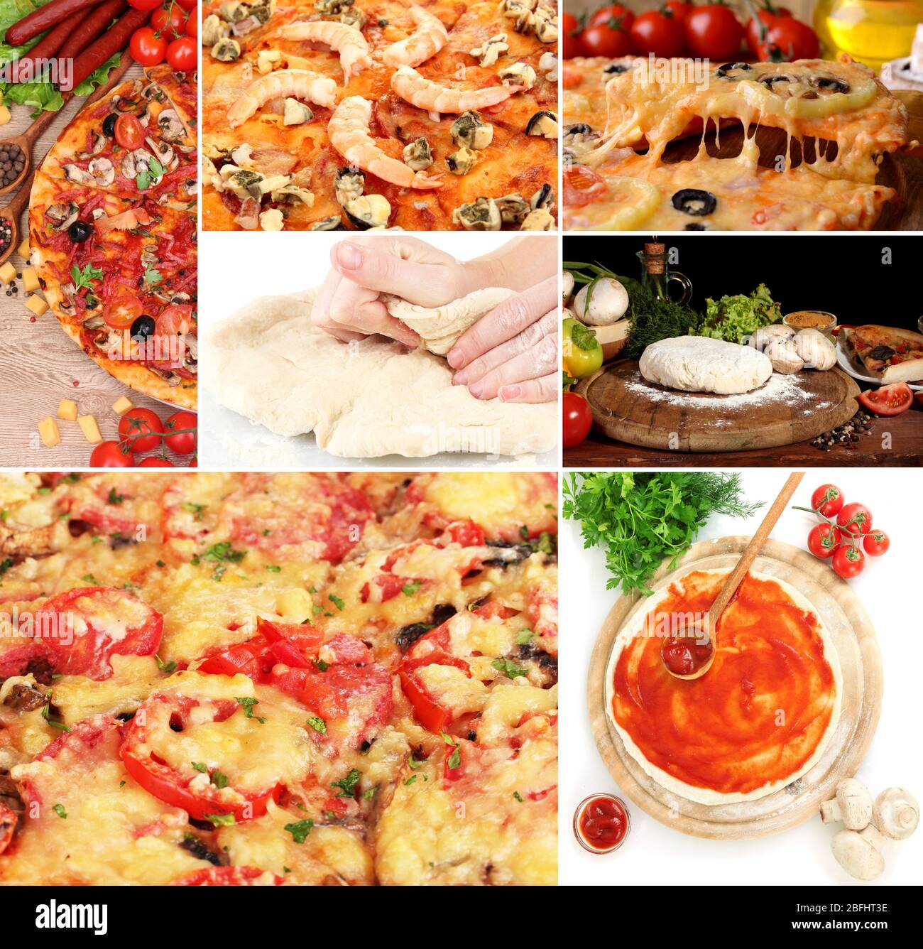 Collage of preparing pizza Stock Photo - Alamy