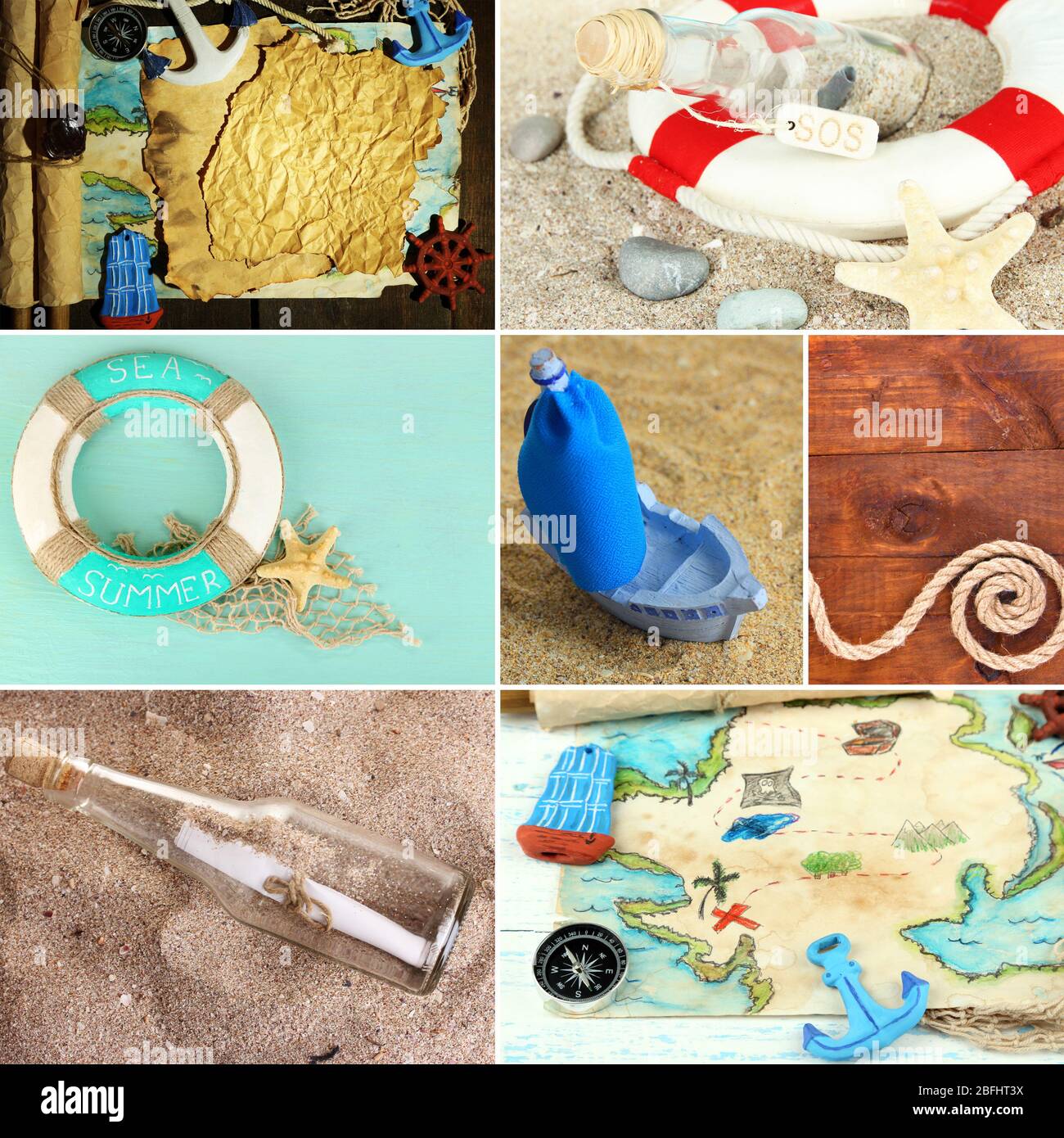 Sea theme collage Stock Photo - Alamy