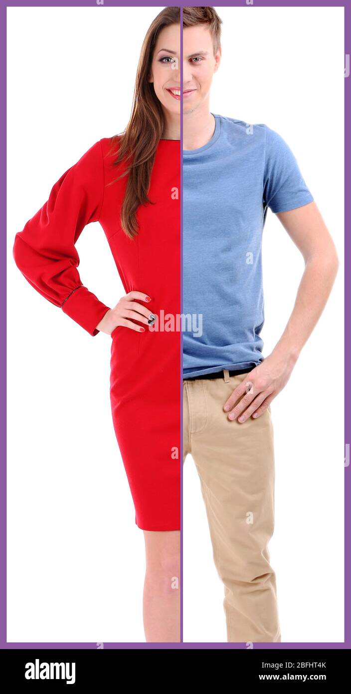 Unity concept. Half of man and woman Stock Photo - Alamy