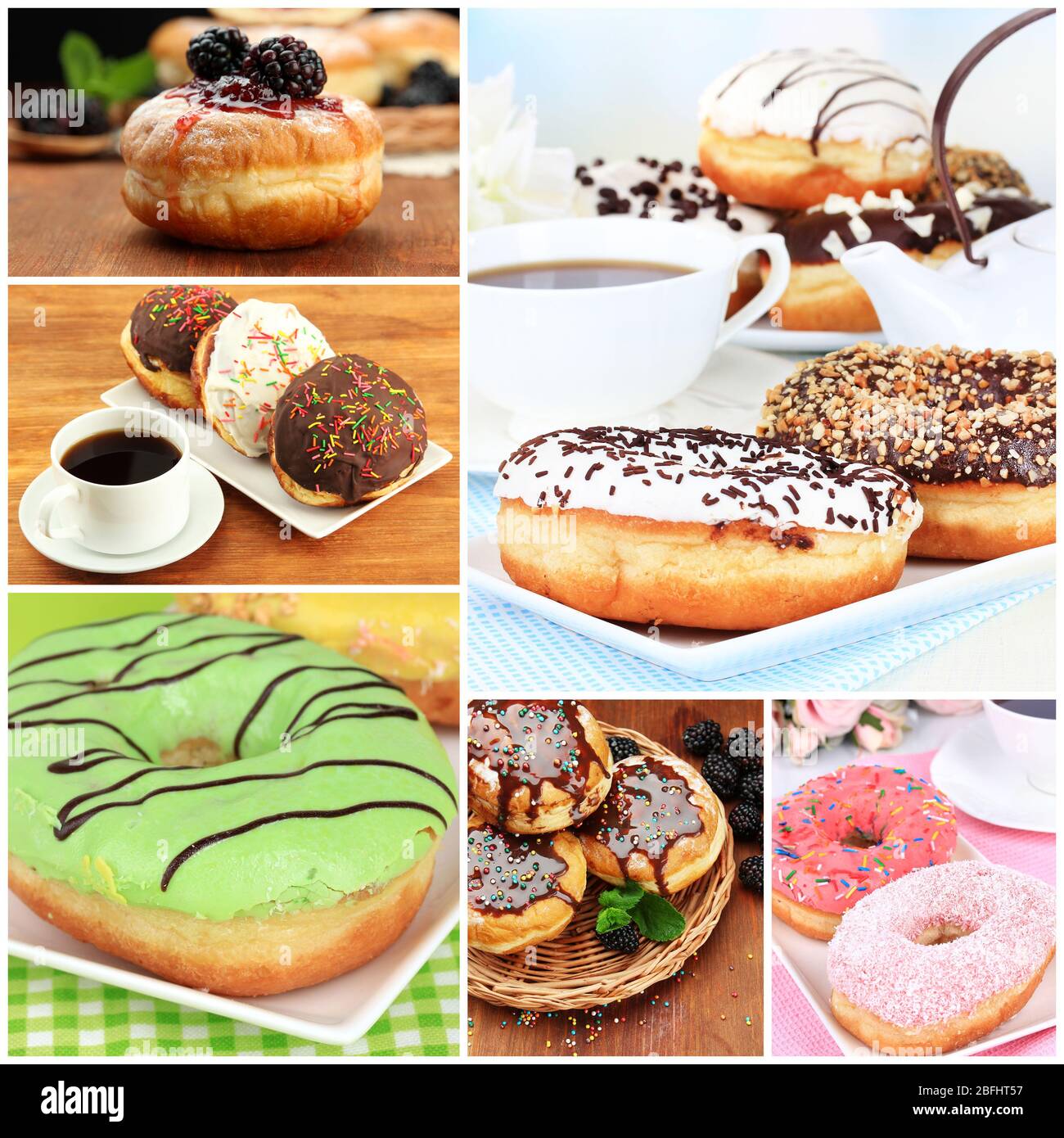 Collage of tasty donuts Stock Photo - Alamy