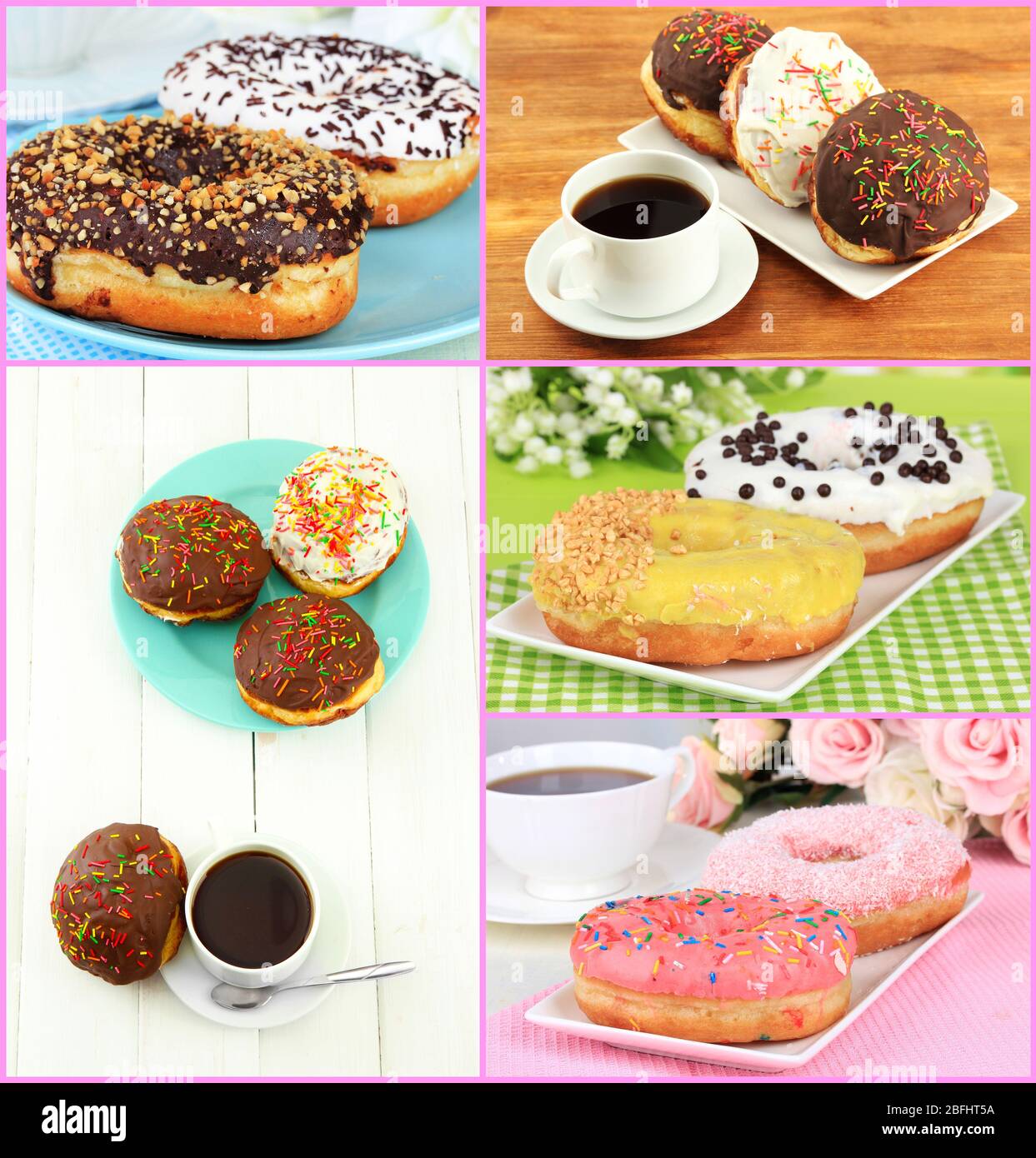 Collage of tasty donuts Stock Photo - Alamy