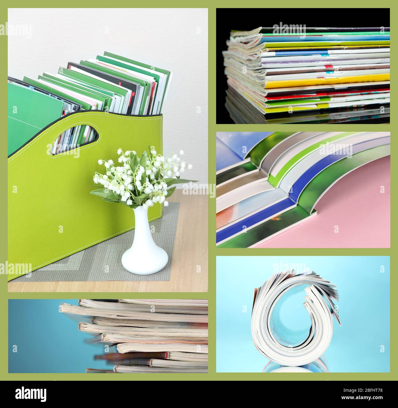 Collage of colorful magazines close-up Stock Photo - Alamy