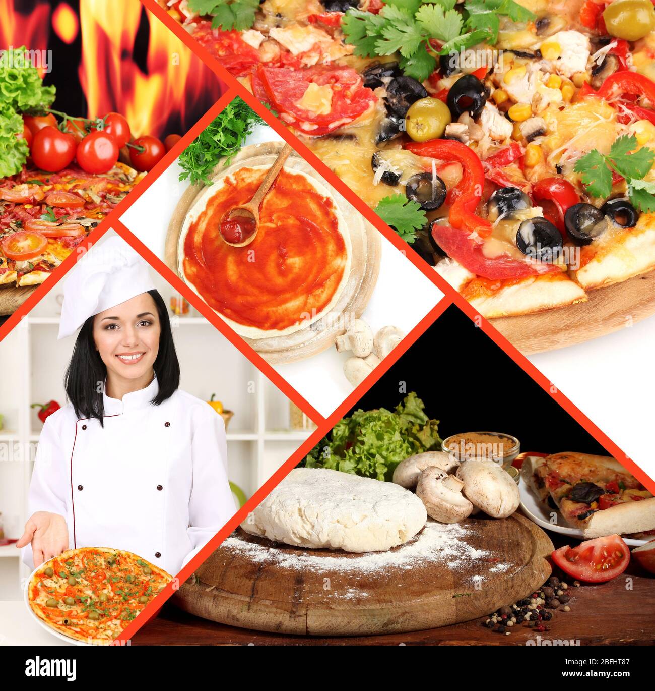 Collage of preparing pizza Stock Photo - Alamy