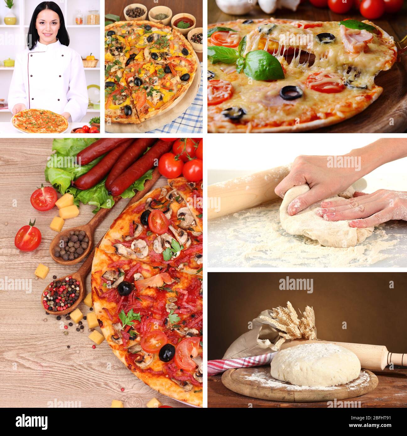 Collage of preparing pizza Stock Photo - Alamy