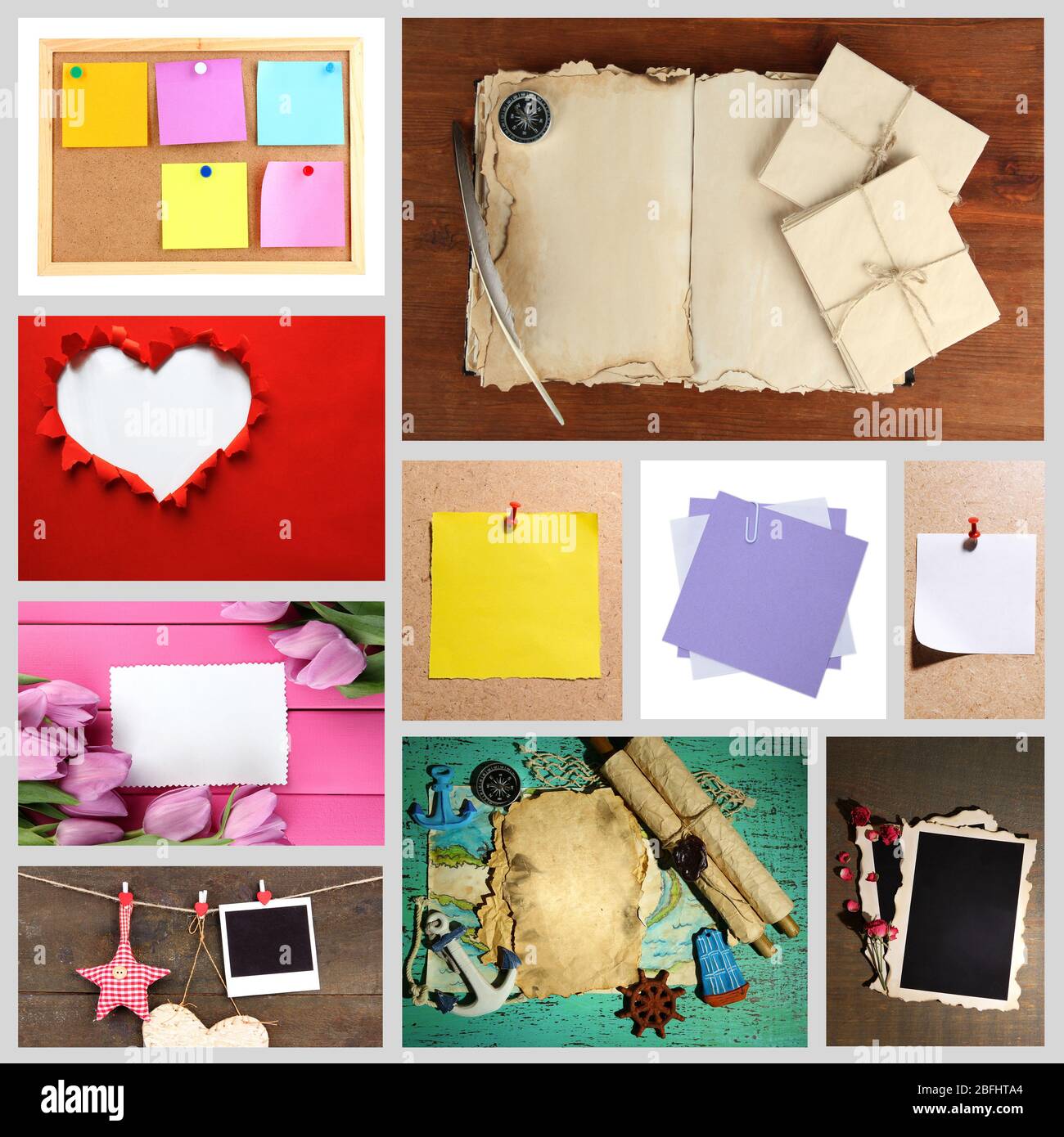 Collage of different kind of paper Stock Photo - Alamy
