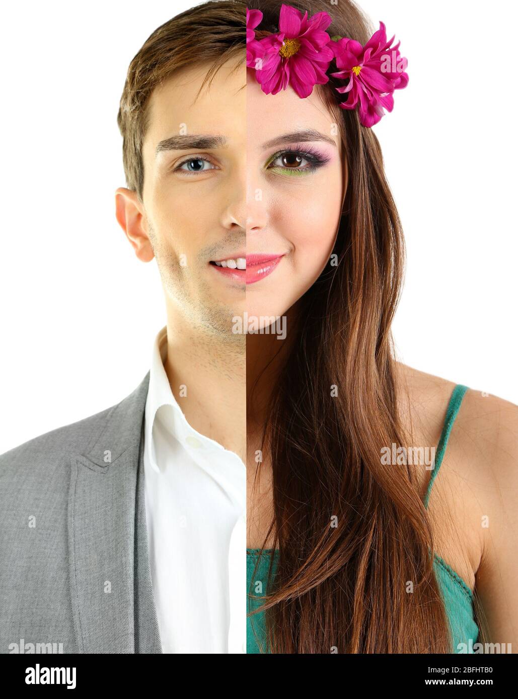 Unity concept. Half of man and woman Stock Photo - Alamy