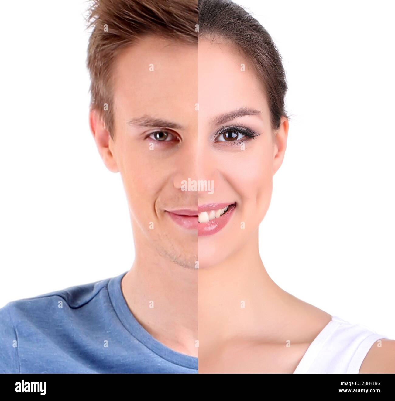 Unity concept. Half of man and woman Stock Photo - Alamy