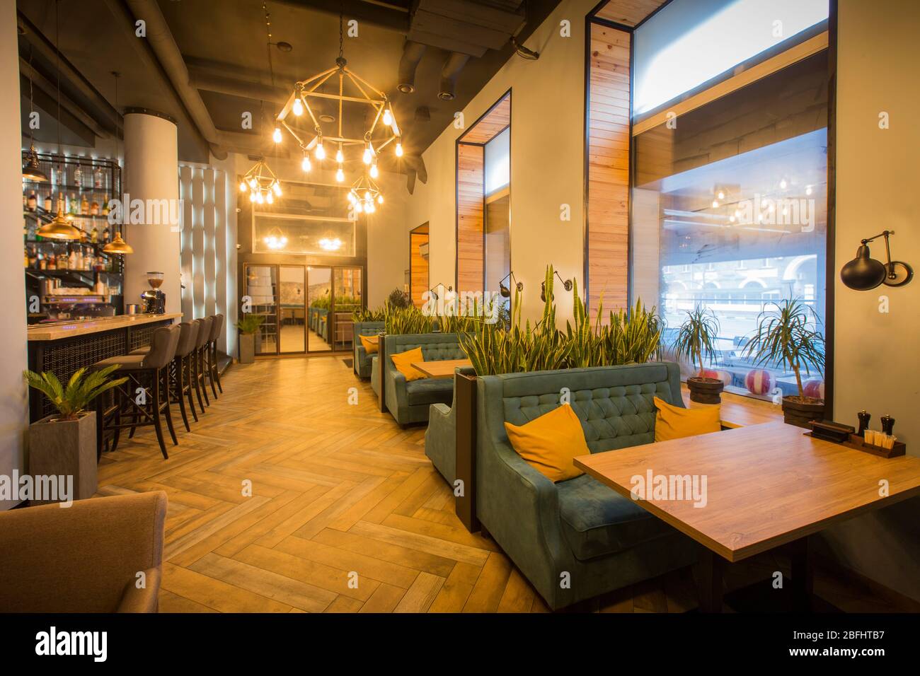 New and clean luxury restaurant in european style Stock Photo - Alamy